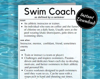 Swim Coach Card | Etsy