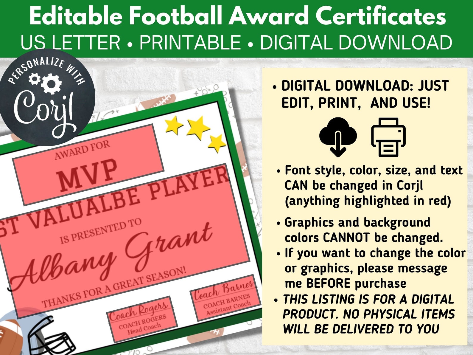 Editable Football Award Certificates, Award Ceremony Certificates, End ...