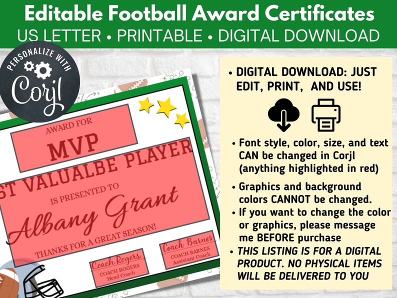 Editable Football Award Certificates, Award Ceremony Certificates, End ...