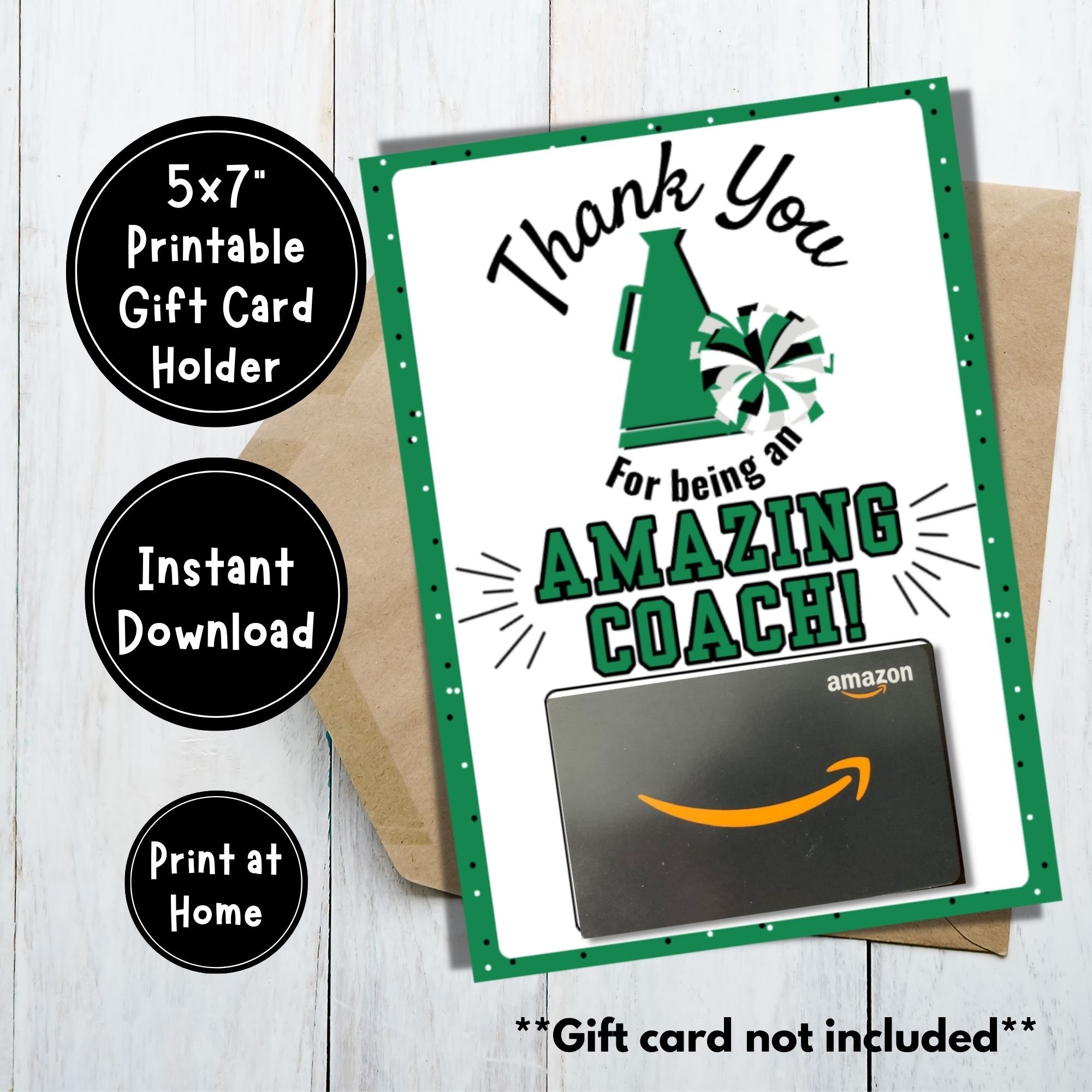 Cheer Coach Thank You Card Gift Card Holder Coach - Etsy