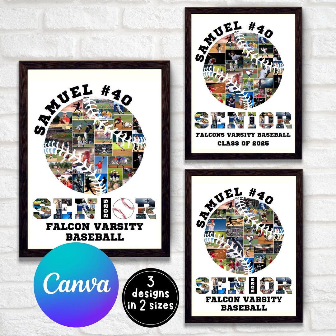 Baseball Photo Collage, Senior Poster, Senior Night Graduation Gift ...