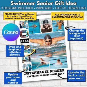 Swimmer Photo Collage, Senior Poster, Senior Night Graduation Gift ...