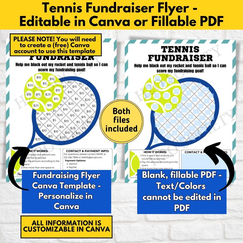 Tennis Fundraiser Template, Color My Racket, Fundraiser Flyer, Team ...