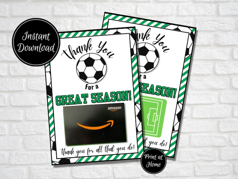 Soccer Coach Thank You Card Printable Soccer Coach Gift Card - Etsy