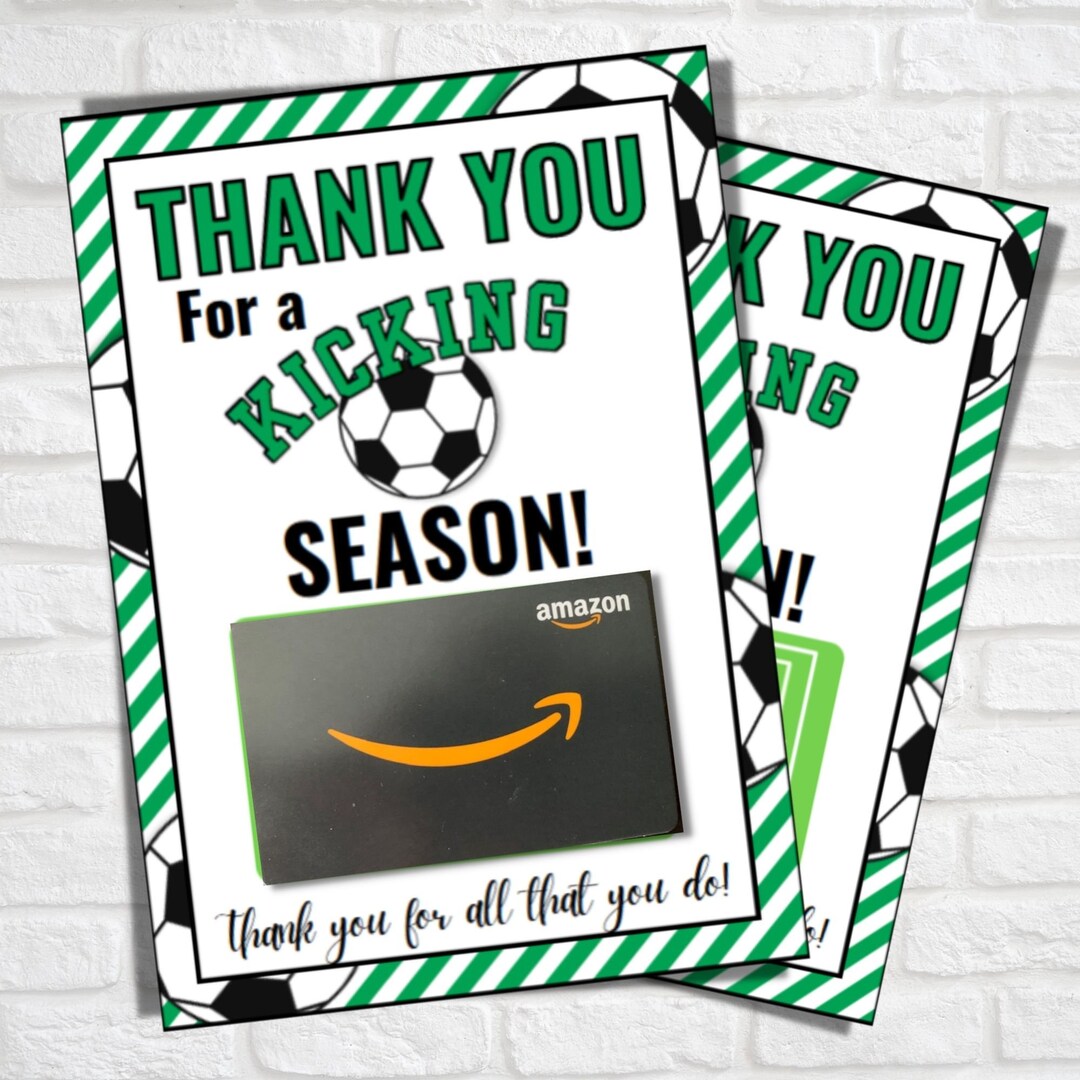 Soccer Coach Thank You Card, Gift Card Holder, Coach Appreciation ...