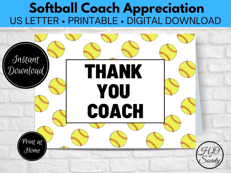 Softball Thank You Coach, Softball Coach Gift, Coach Appreciation ...