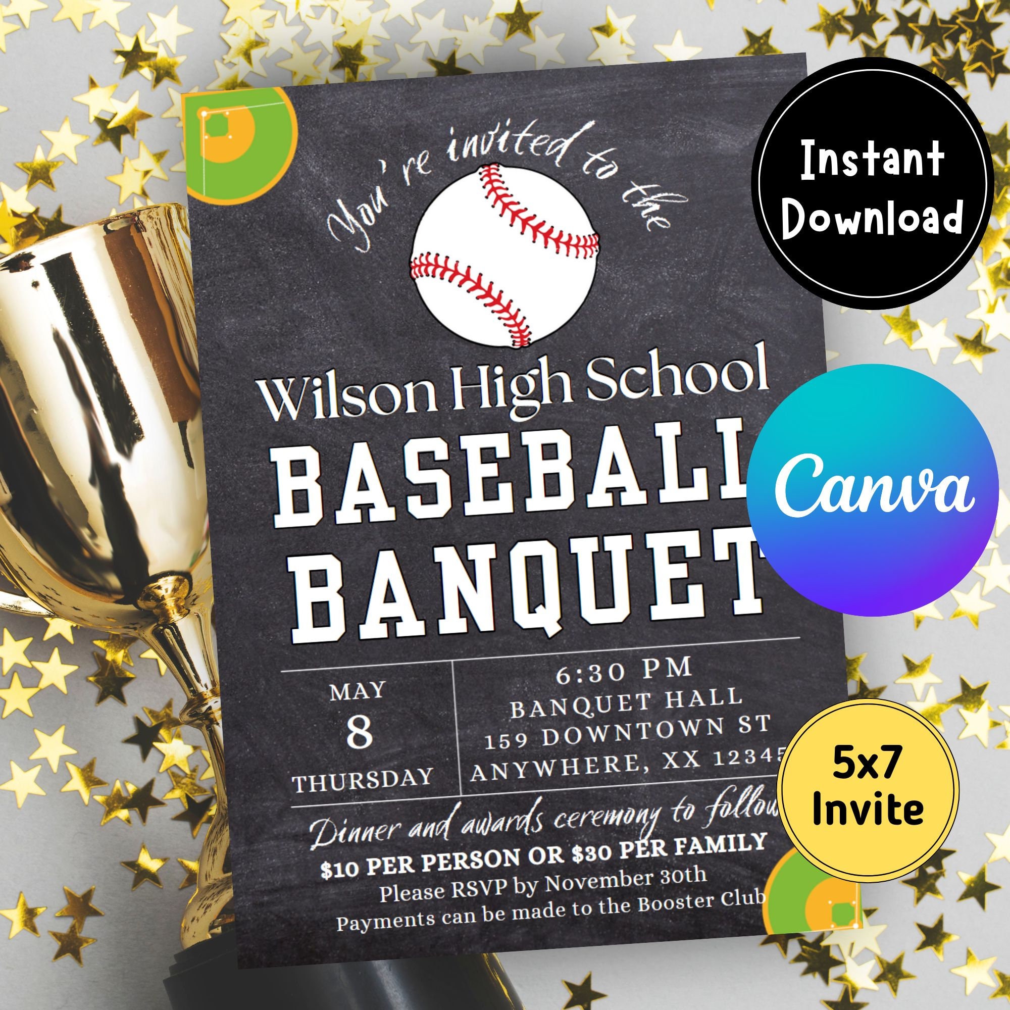 Printable Baseball Invitation Template, Team Party, End of Season ...
