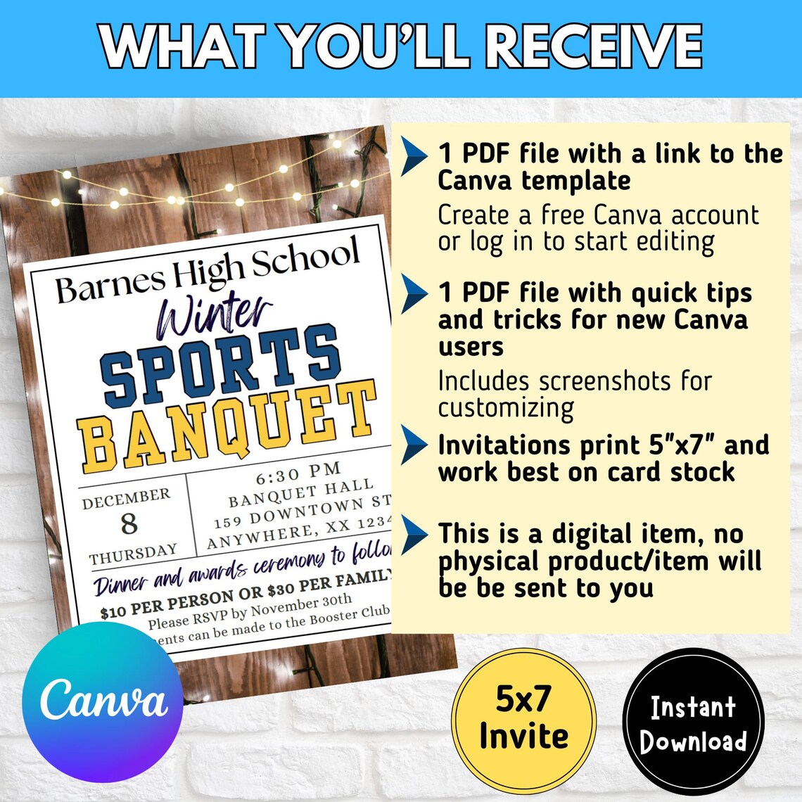 Editable Sports Banquet Invitation Template, All Sports, Team Party ...