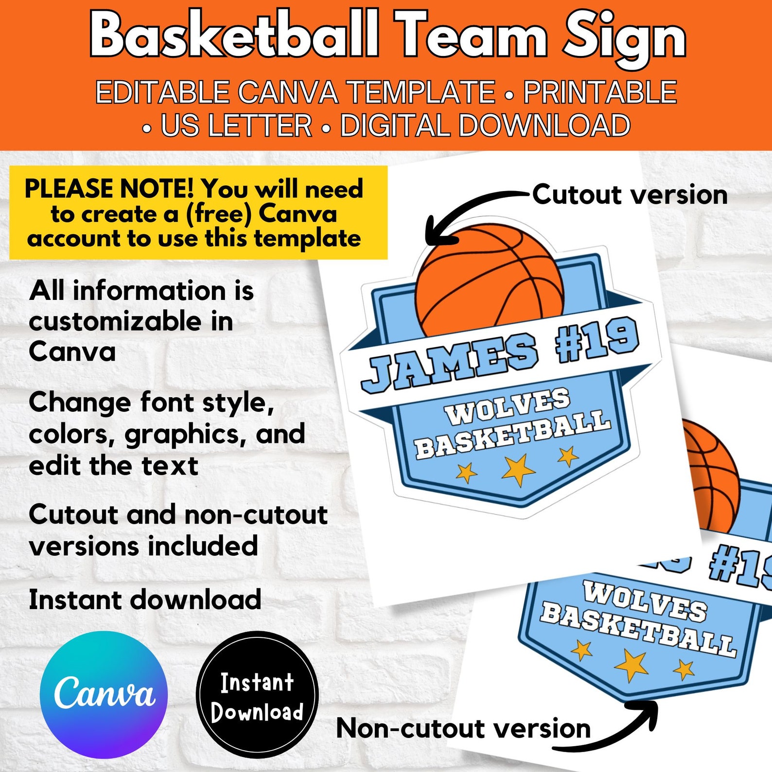 Basketball Team Sign, Canva Template, Locker Decoration, Basketball Tag ...