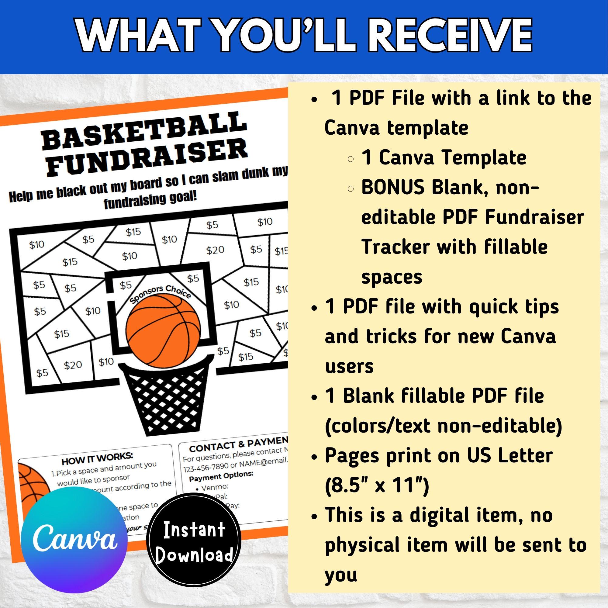 Basketball Fundraiser Flyer Template: Color-in Team Design (canva ...