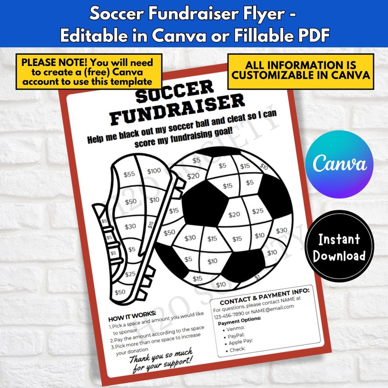 Soccer Fundraiser Template, Color My Soccer Ball, Fundraiser Flyer ...
