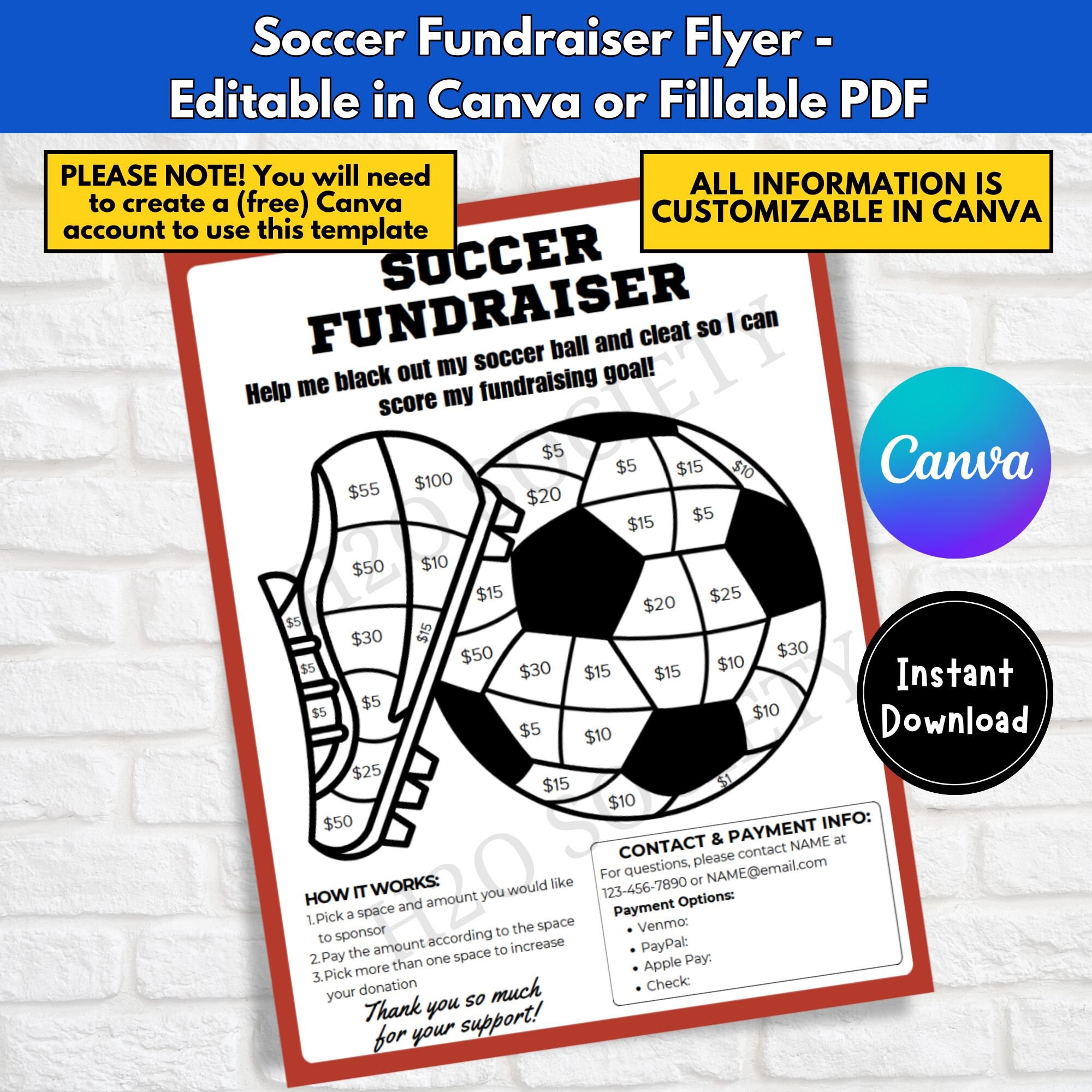Soccer Fundraiser Template, Color My Soccer Ball, Fundraiser Flyer ...