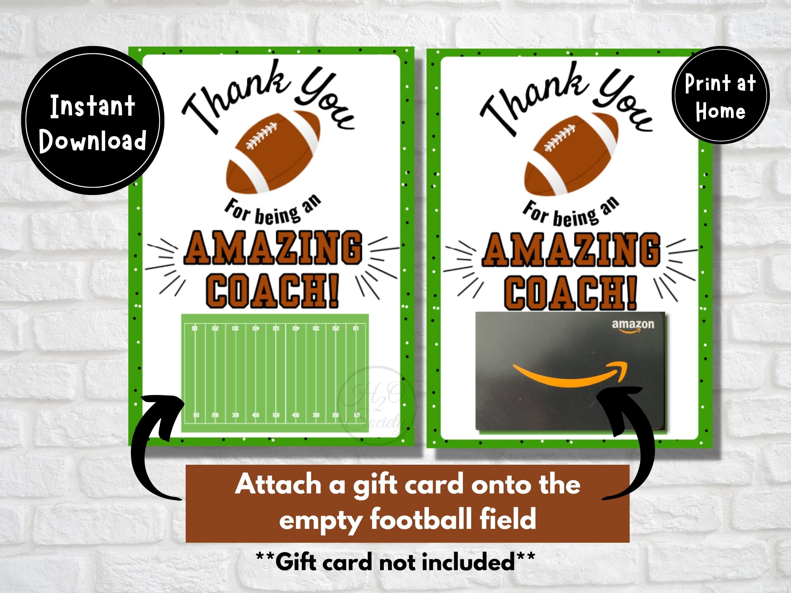 Football Coach Thank You Card, Gift Card Holder, Coach Appreciation ...