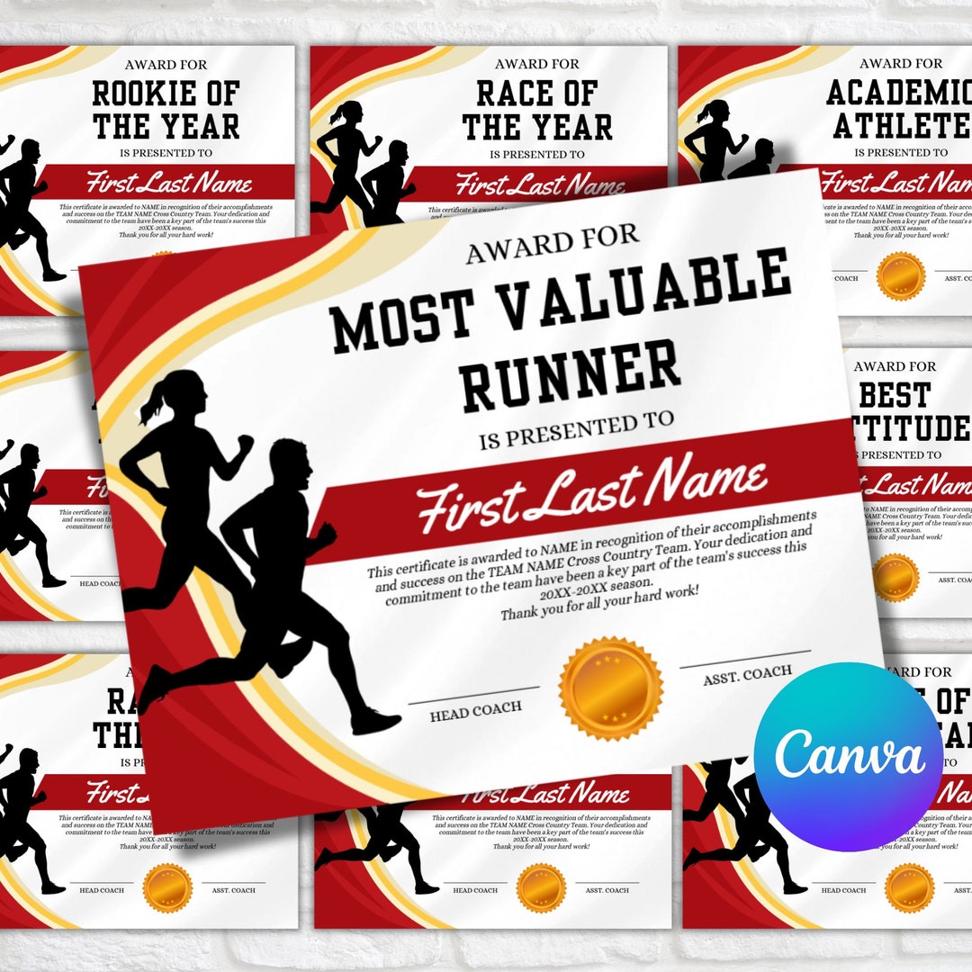 Editable Cross Country Certificates, Canva Template, Certificate ...