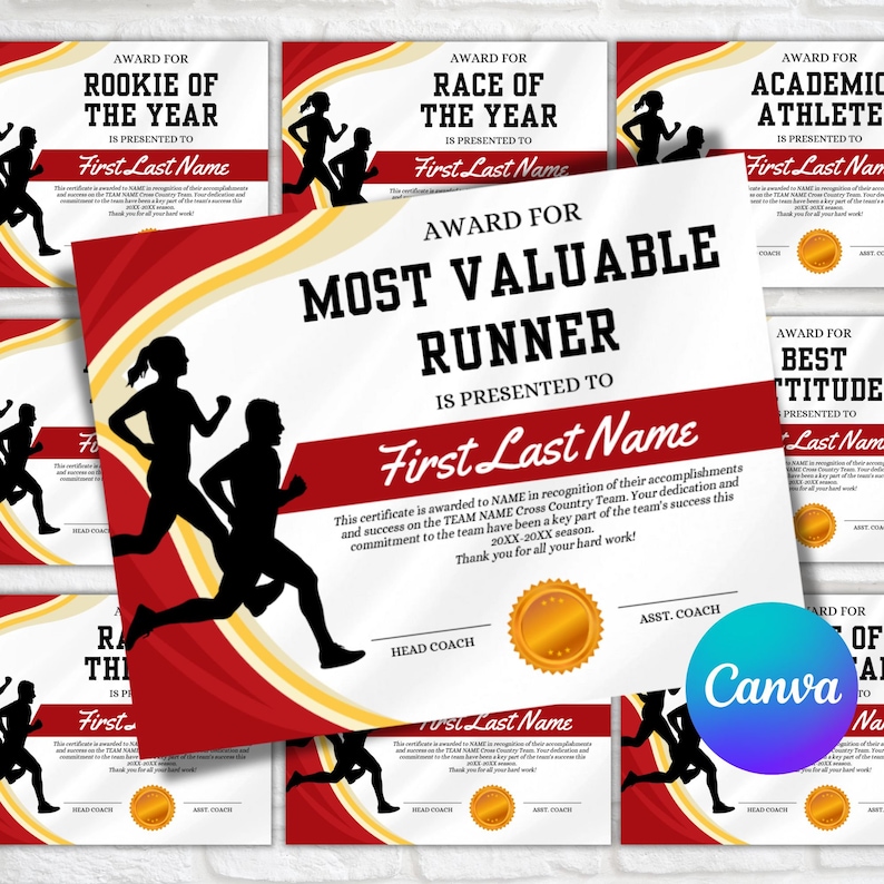 Editable Cross Country Certificates, Canva Template, Certificate ...