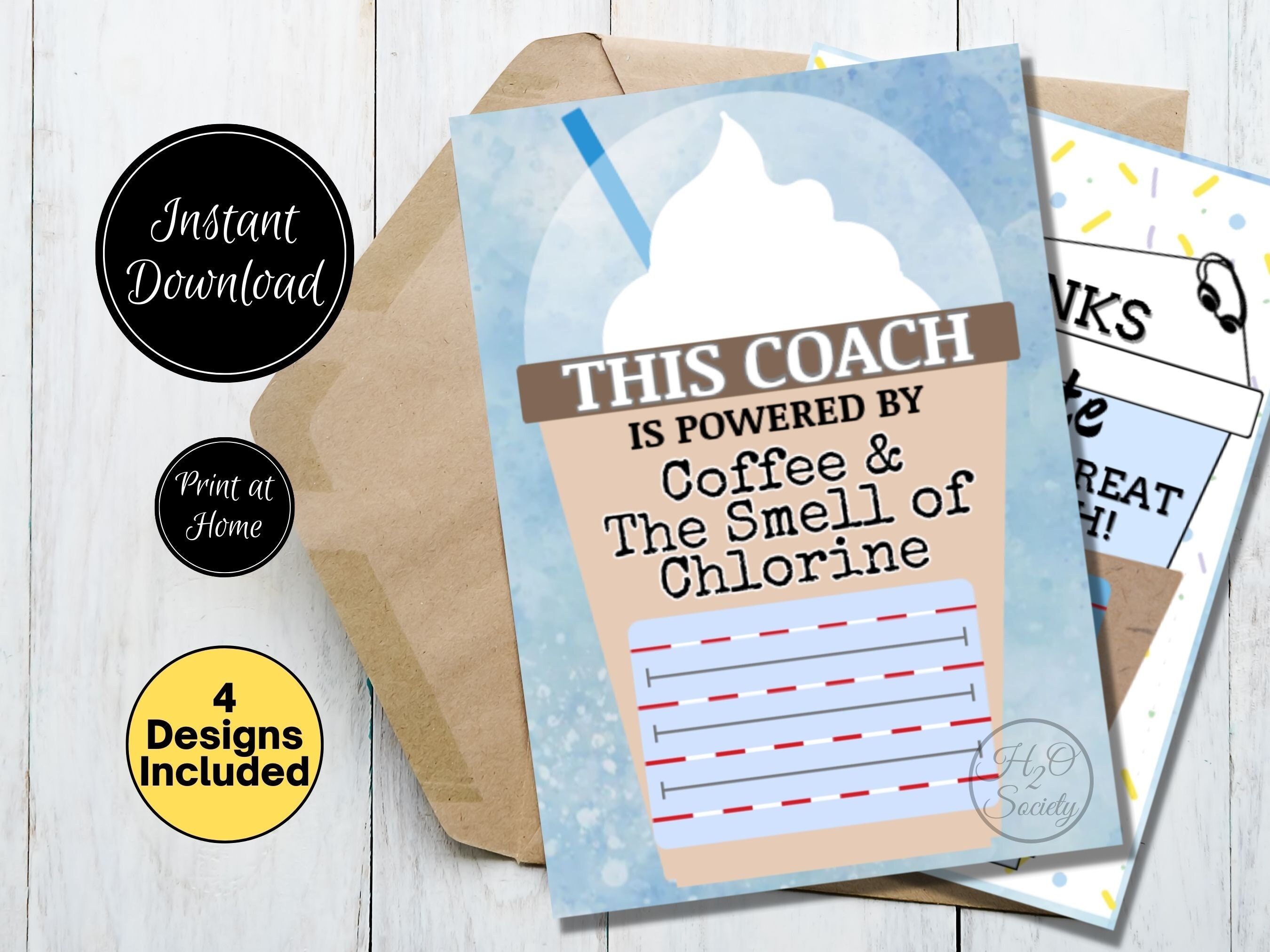 Swim Coach Gift, Swim Coach Thank You Card, Coach Appreciation Card ...