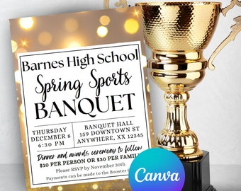 Editable Sports Banquet Invitation Template, All Sports, Team Party ...