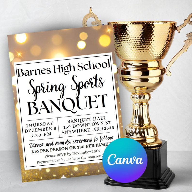 Editable Sports Banquet Invitation Template, All Sports, Team Party ...