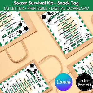 Editable Soccer Survival Kit Gift Tag, Gift Bag Printable, Soccer Gift ...