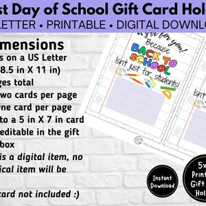 First Day of School Gift Card Holder, Back to School, Teacher ...