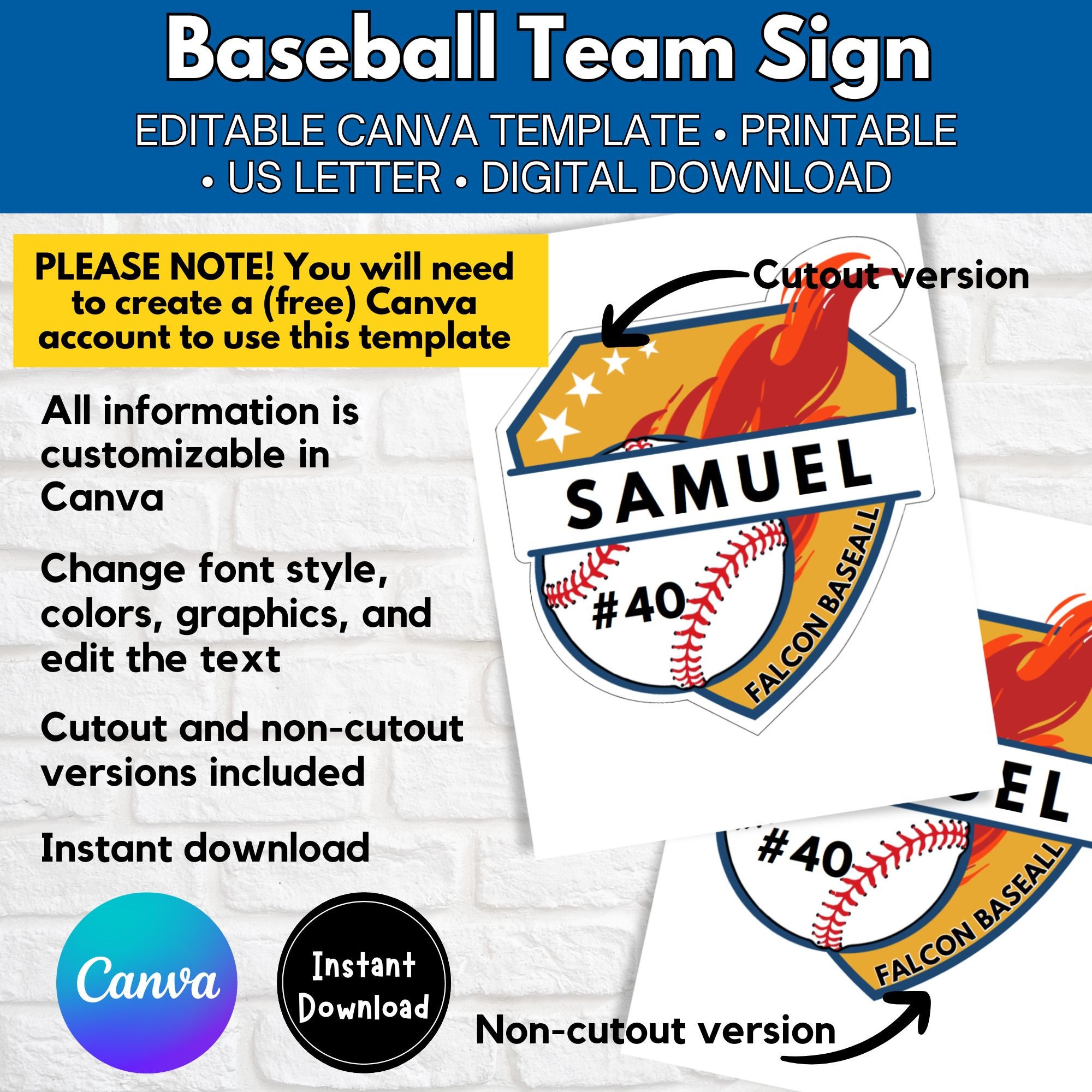 Baseball Door Sign, Canva Template, Locker Decoration, Baseball Tags ...