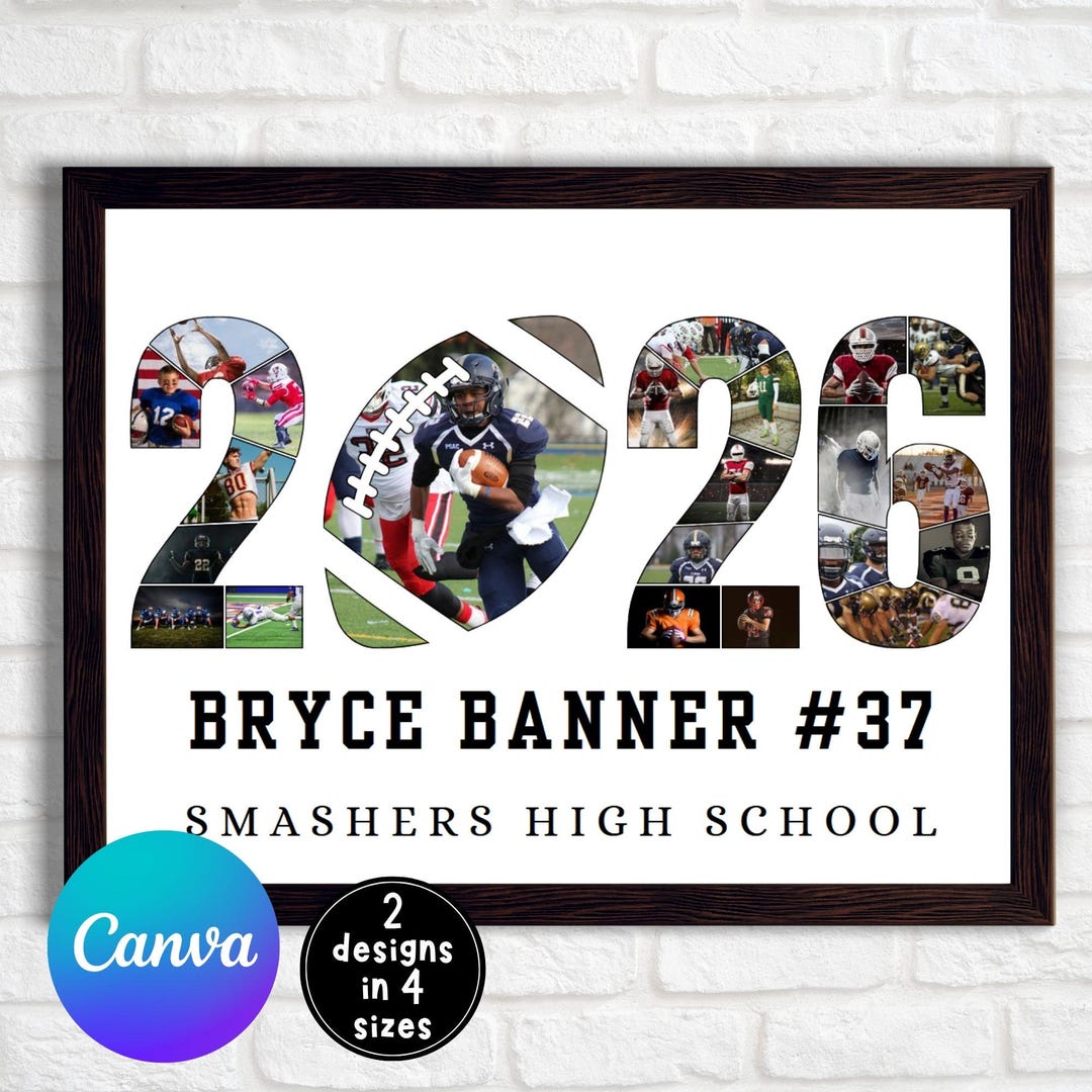 2026 Football Photo Collage, Graduation Football Gift, Senior Poster ...