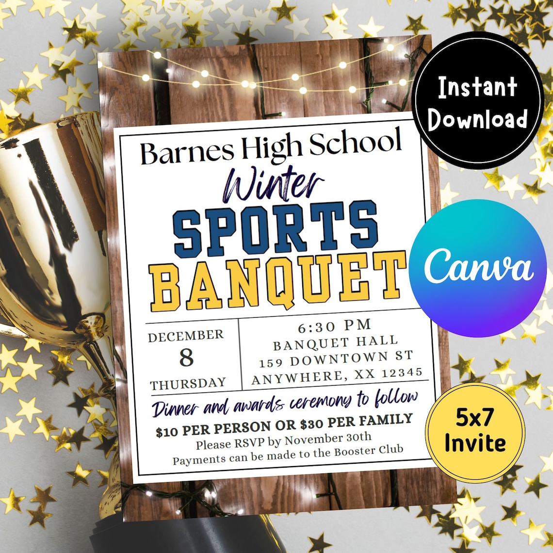 Editable Sports Banquet Invitation Template, All Sports, Team Party ...