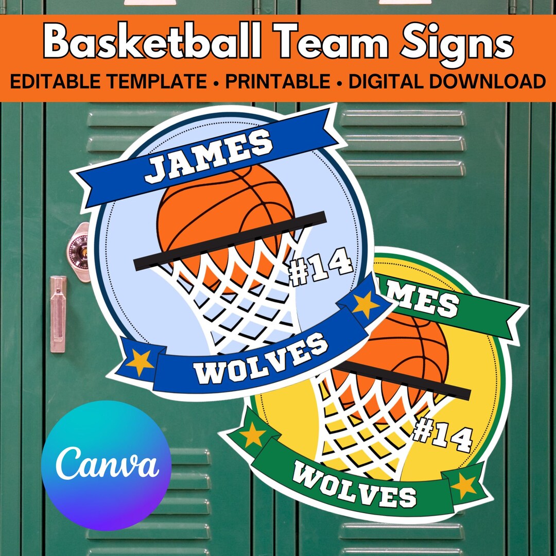 Basketball Team Sign, Canva Template, Locker Decoration, Basketball Tag ...