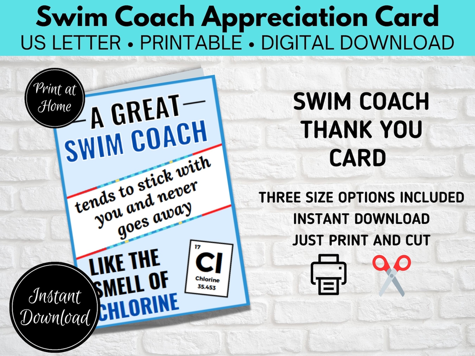 Swim Coach Thank You Card, Swim Coach Gift Idea, Coach Appreciation ...