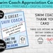 Swim Coach Thank You Card, Swim Coach Gift Idea, Coach Appreciation ...
