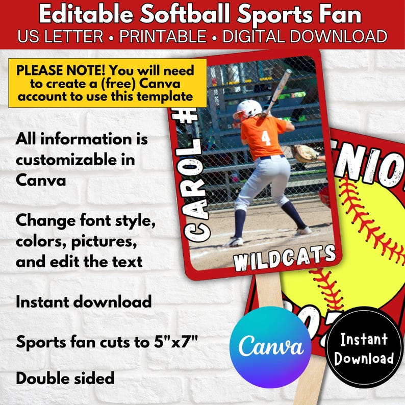 Editable Softball Poster, Senior Fan, Softball Gift, Senior Night ...