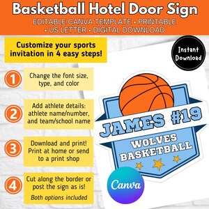 Basketball Team Sign, Canva Template, Locker Decoration, Basketball Tag ...