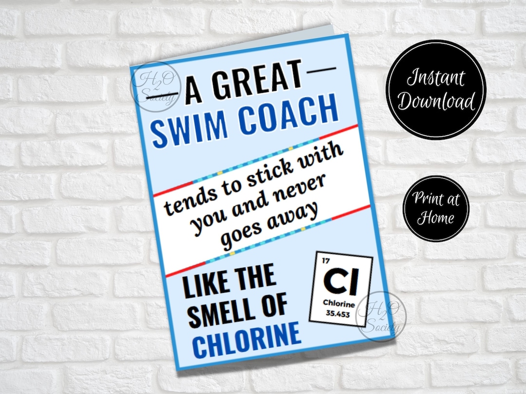 Swim Coach Thank You Card, Swim Coach Gift Idea, Coach Appreciation ...
