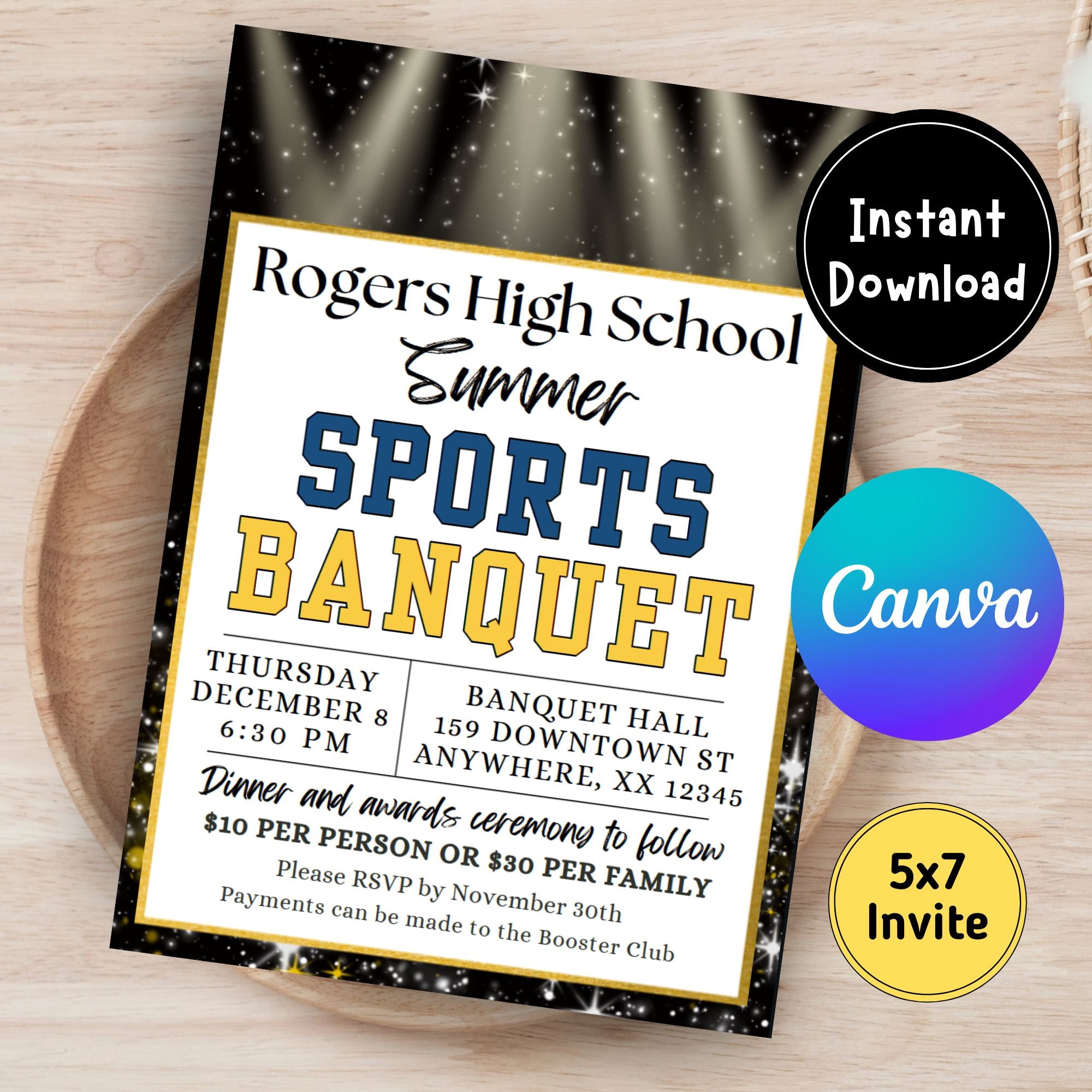 Editable Sports Banquet Invitation Template, All Sports, Team Party ...