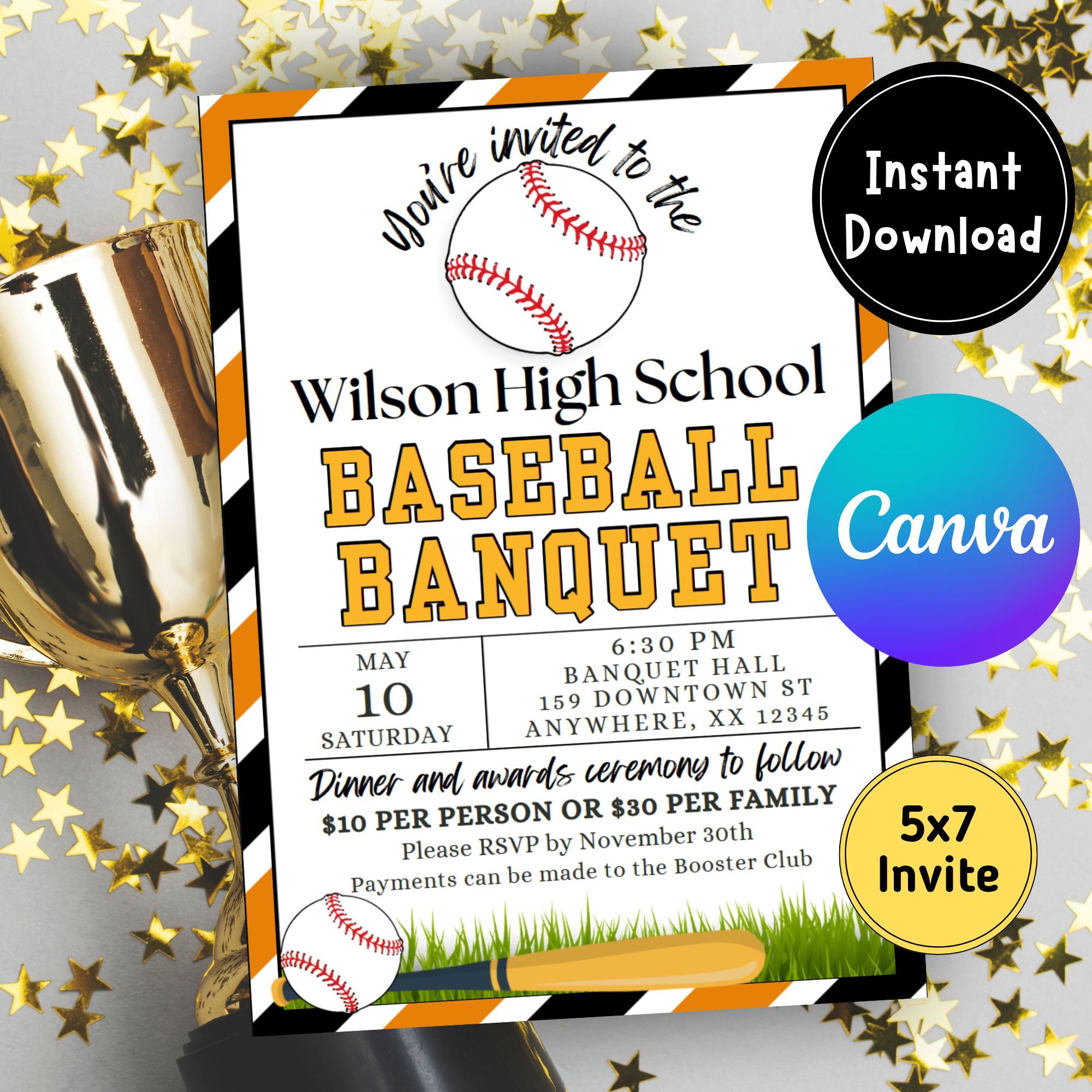 Editable Baseball Invitation Template, Team Party, End of Season ...
