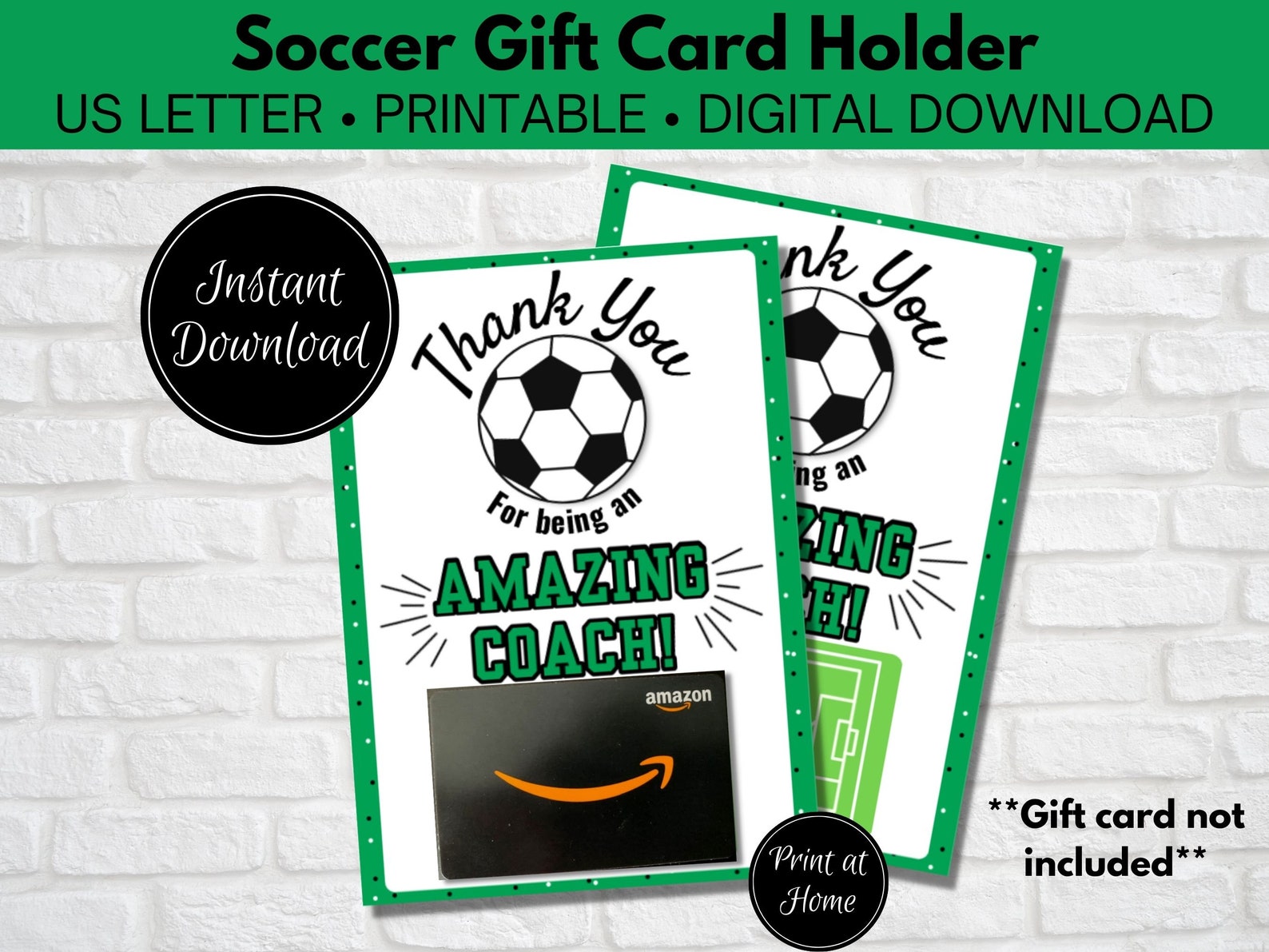 Soccer Coach Thank You Card, Gift Card Holder, Coach Appreciation ...