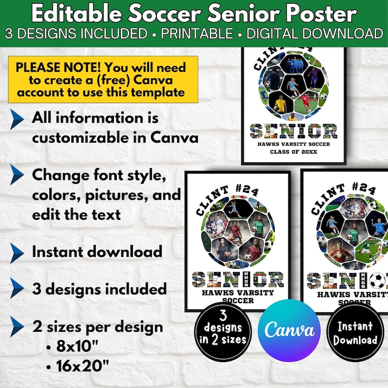 Soccer Photo Collage, Senior Poster, Senior Night Graduation Gift ...
