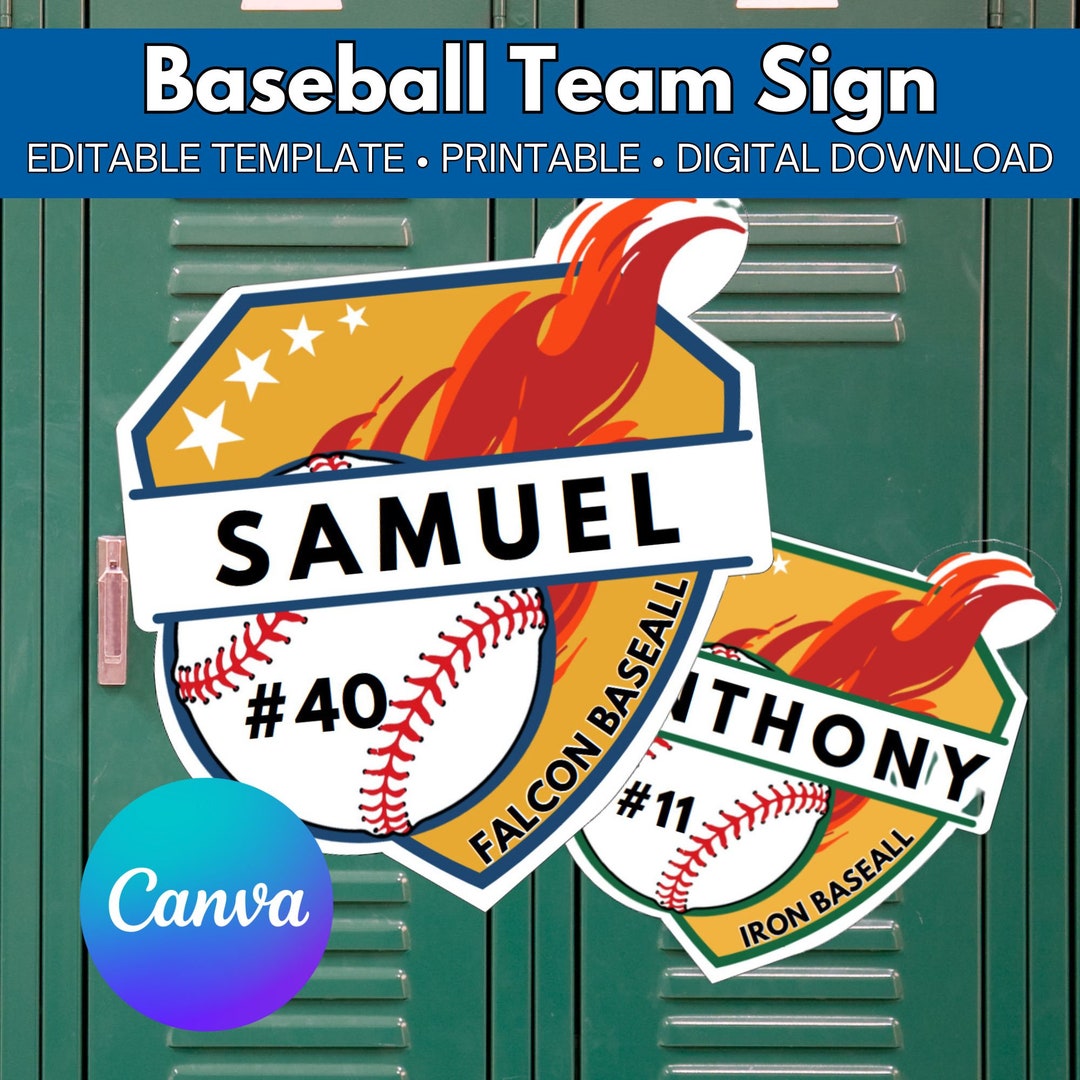 Baseball Door Sign, Canva Template, Locker Decoration, Baseball Tags ...