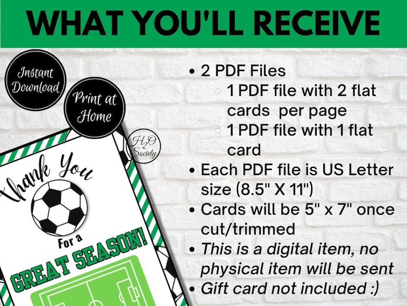 Soccer Coach Thank You Card Printable Soccer Coach Gift Card - Etsy