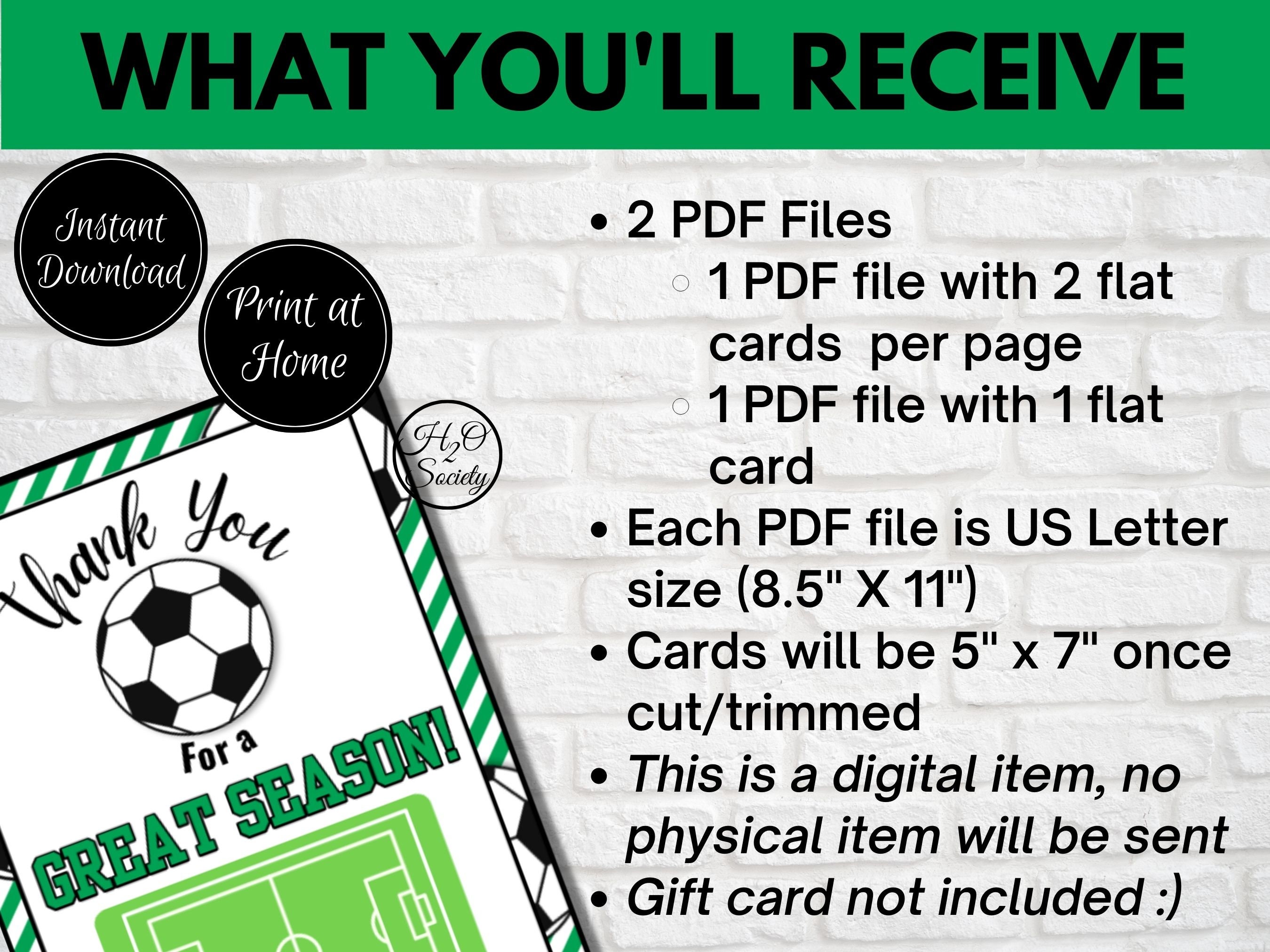 Soccer Coach Thank You Card, Printable Soccer Coach Gift Card Holder ...