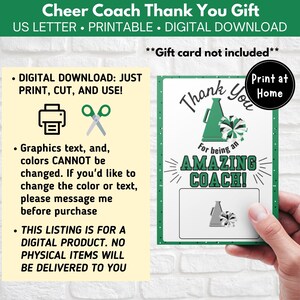 Cheer Coach Thank You Card Gift Card Holder Coach - Etsy