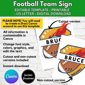 Football Door Sign, Canva Template, Locker Decoration, Football Mom ...