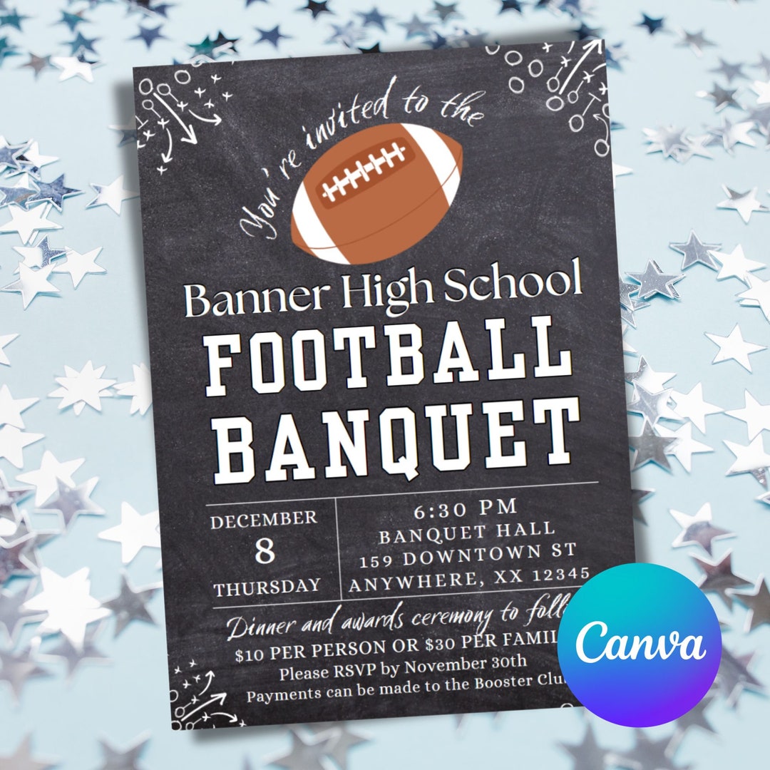 Printable Football Team Banquet Invitation, Team Party, End of Season ...