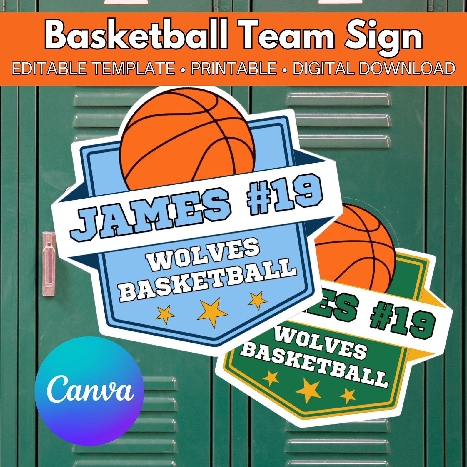 Basketball Team Sign, Canva Template, Locker Decoration, Basketball Tag ...