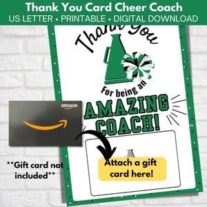 Cheer Coach Thank You Card Gift Card Holder Coach - Etsy