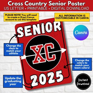 Editable Cross Country Poster, Senior Fan, Cross Country Gift, Senior ...