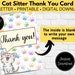 Pet Sitter Thank You Card, Printable Cat Sitter Gift, Cat Thank You ...