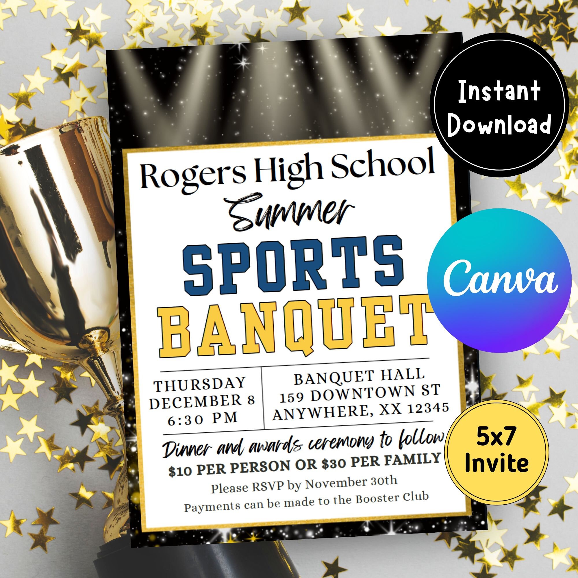 Editable Sports Banquet Invitation Template, All Sports, Team Party ...
