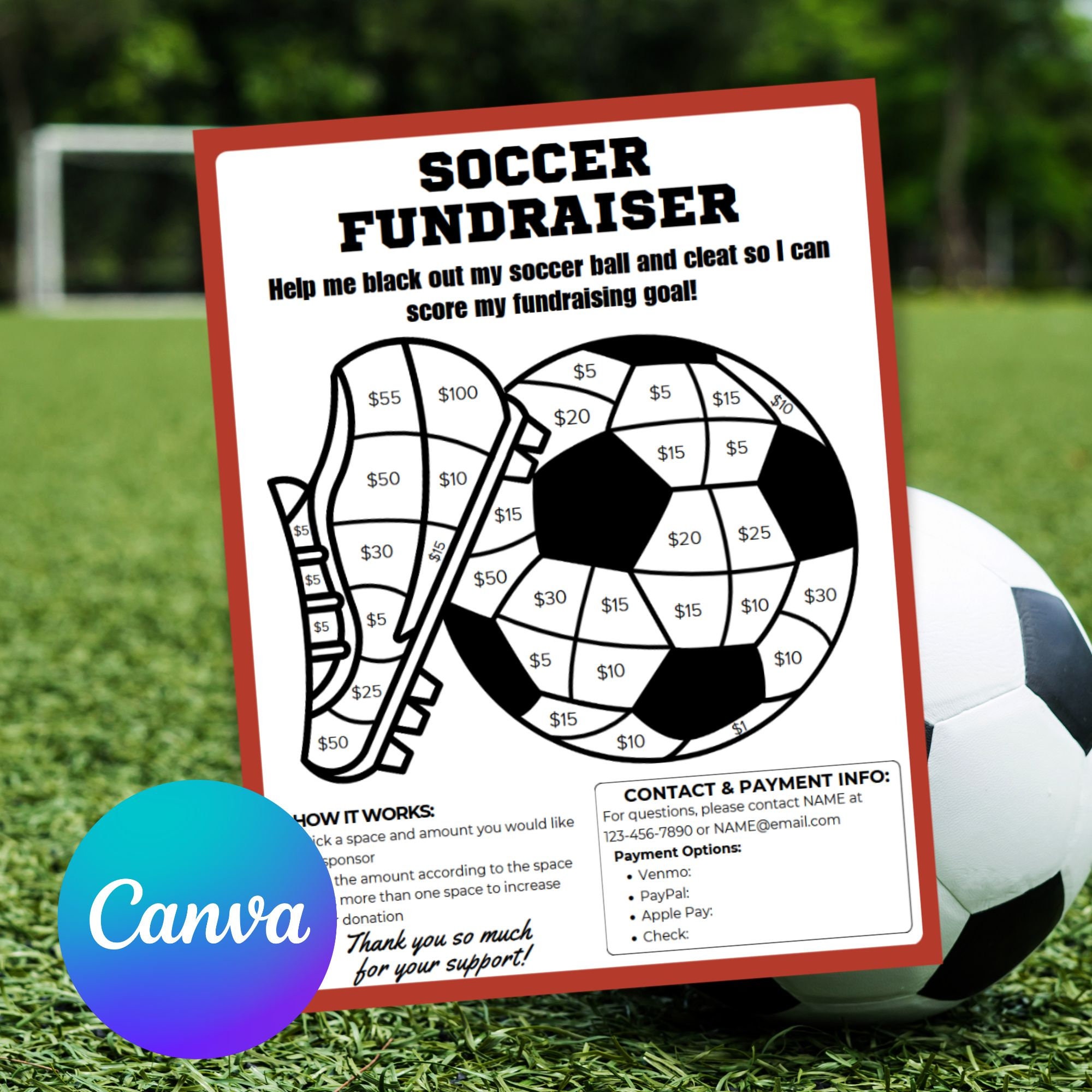 Soccer Fundraiser Template, Color My Soccer Ball, Fundraiser Flyer ...