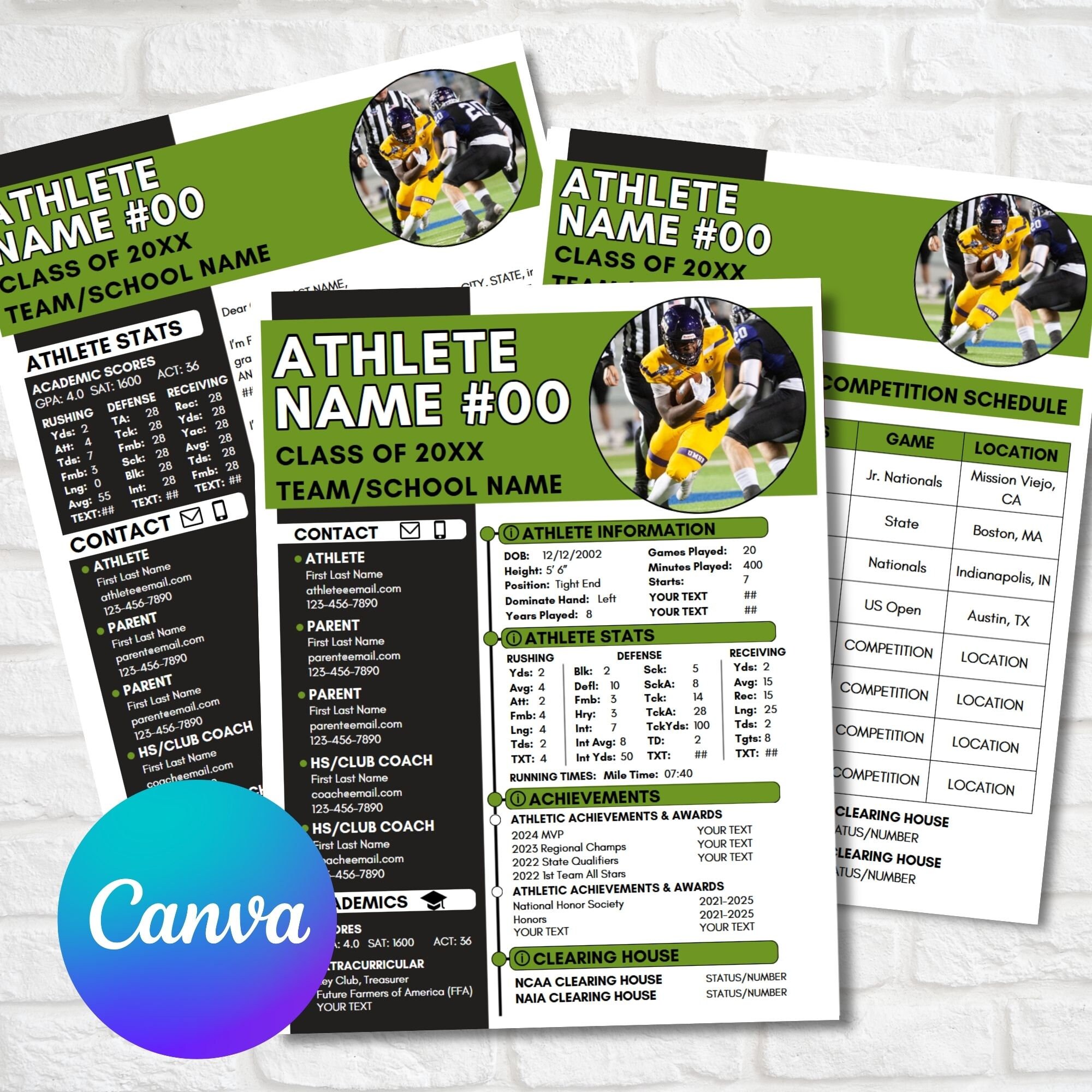 Football Player Profile, Athlete Profile Sheet, College Recruiting ...